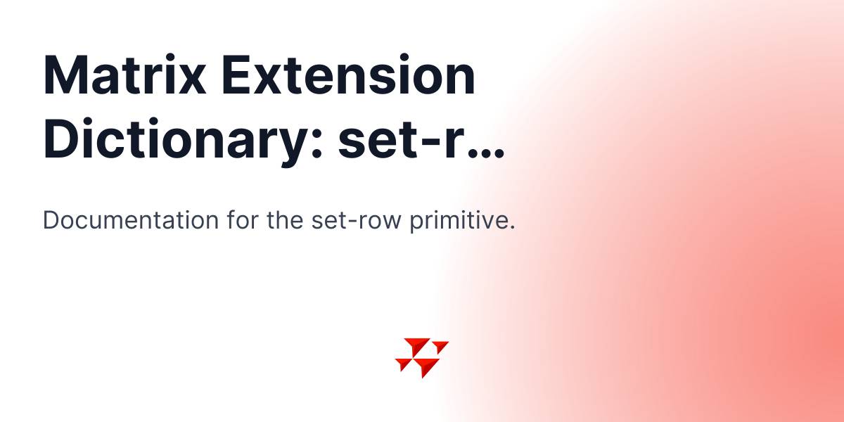 Matrix Extension Dictionary: set-row - NetLogo 7.0.3 User Manual