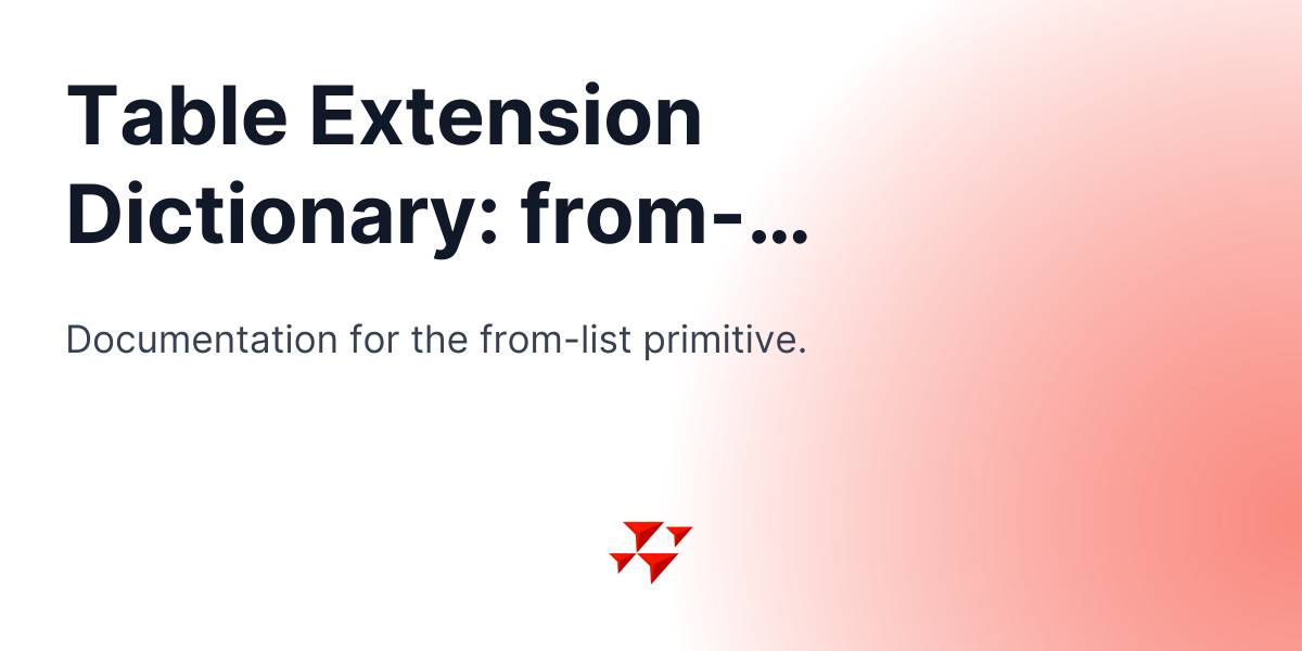 Table Extension Dictionary: from-list - NetLogo 7.0.3 User Manual